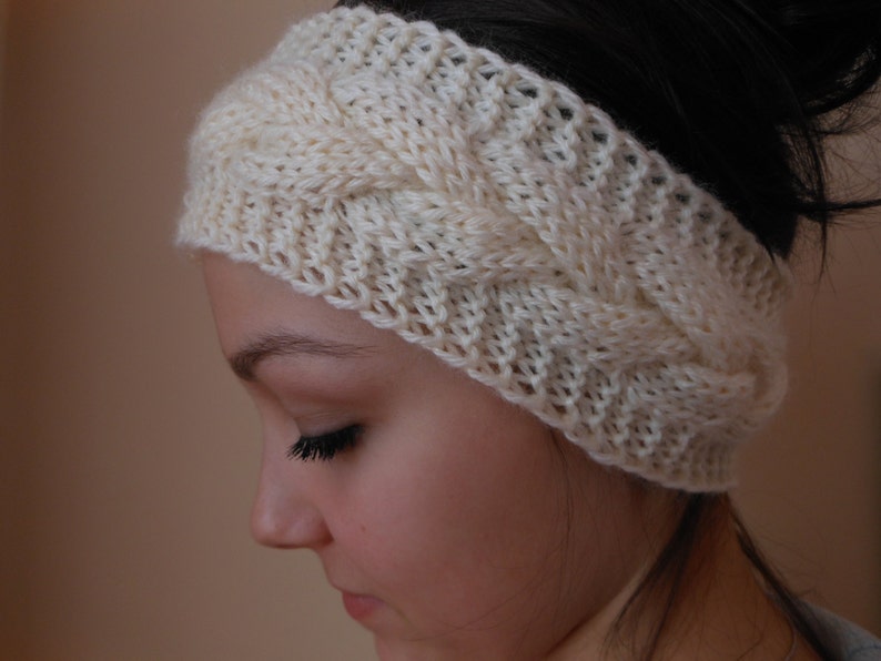 Knit Cable Headband Ear Warmer Head Warmer Cream Etsy