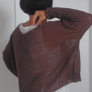 Oversized Plus Size Hand Knitted Cropped Sweater Summer Cotton Jumper ...