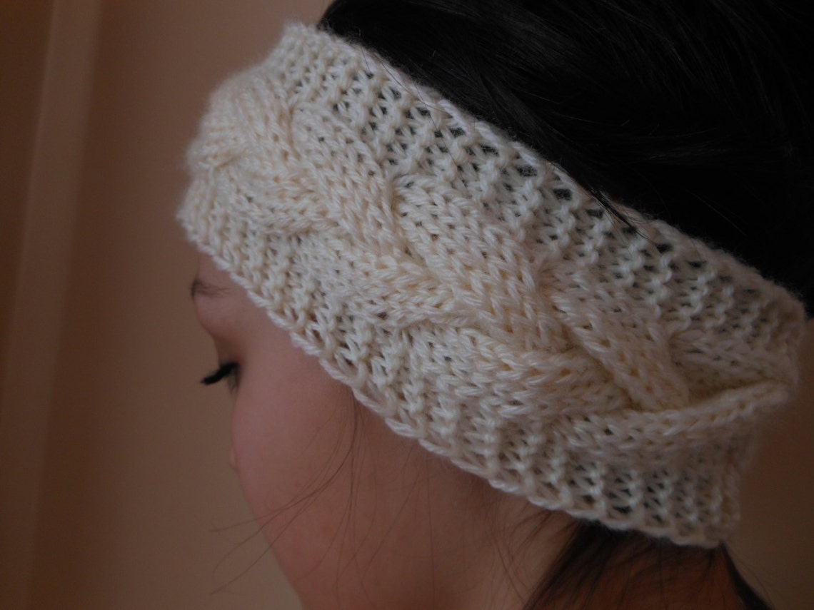 Knit Cable Headband Ear Warmer Head Warmer Cream Etsy