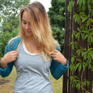 Knitted Shrug Bolero Wedding Summer Shrug Lace Turquoise Petrol Cotton ...