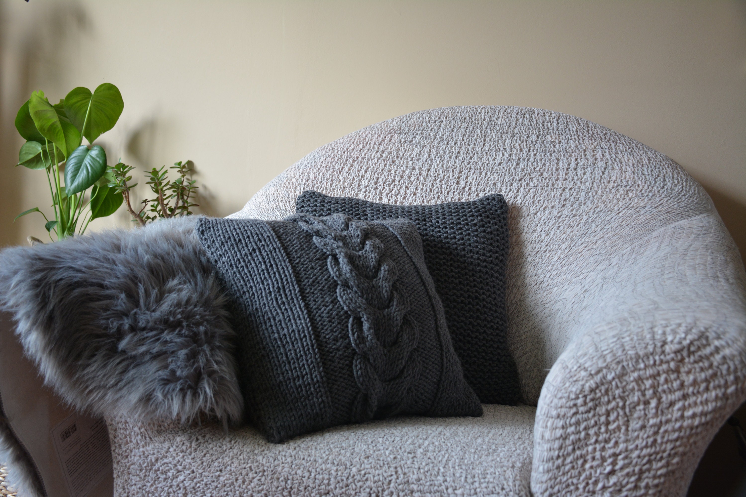 Cable Knit Pillow Cover Pillow Gray Chunky Knit Pillow | Etsy Cable Knit Pillow Cover Pillow Gray Chunky Knit Pillow | Etsy
