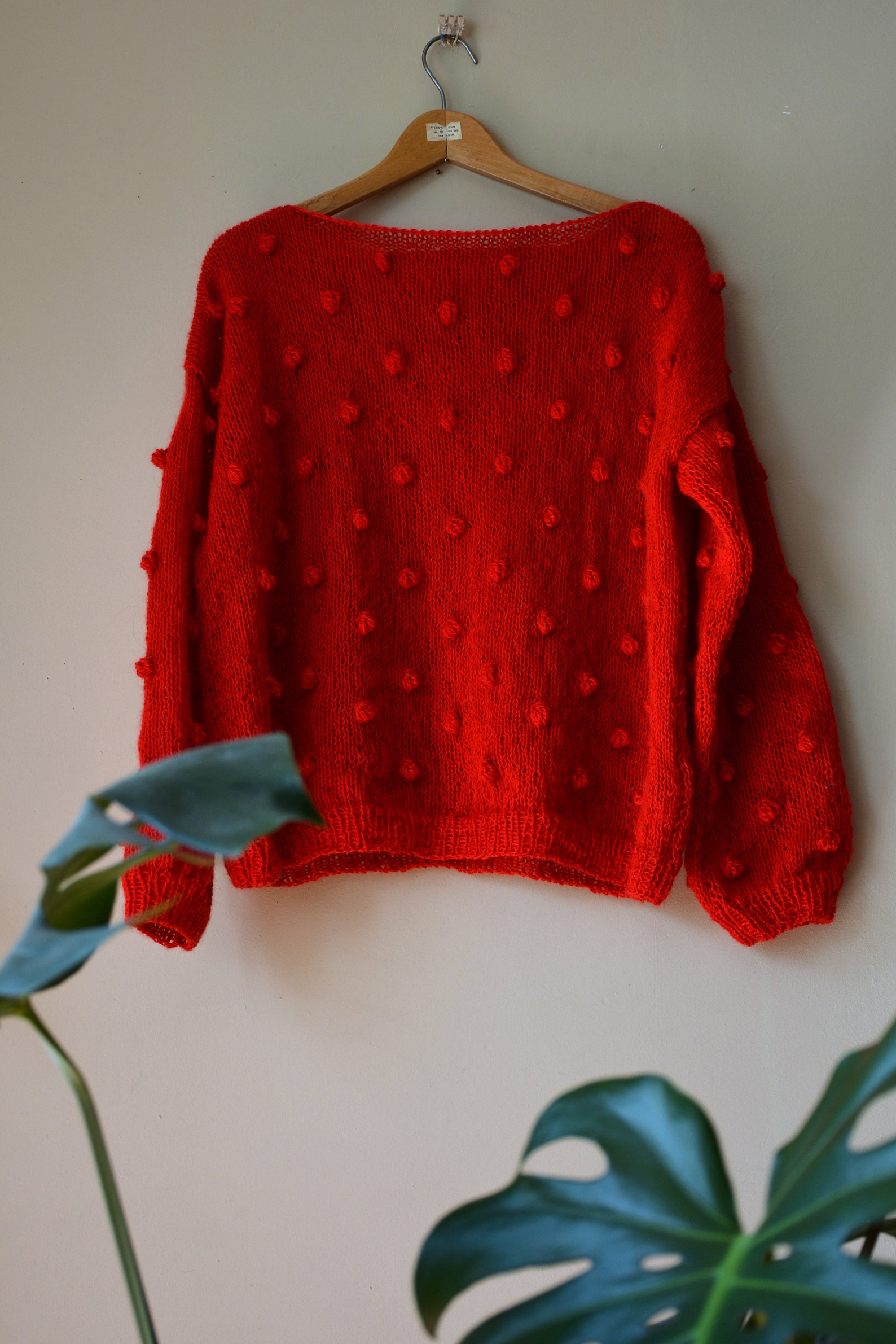 Hand Knit Popcorn Sweater Loose Knit Women's Sweater Red - Etsy