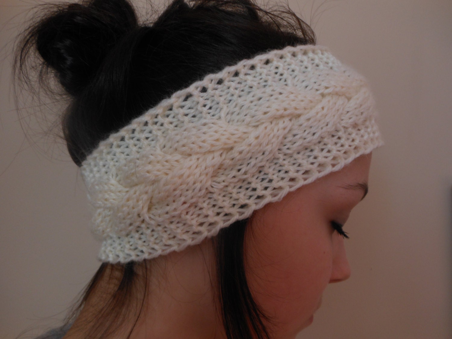 Knit Cable Headband Ear Warmer Head Warmer Cream Etsy