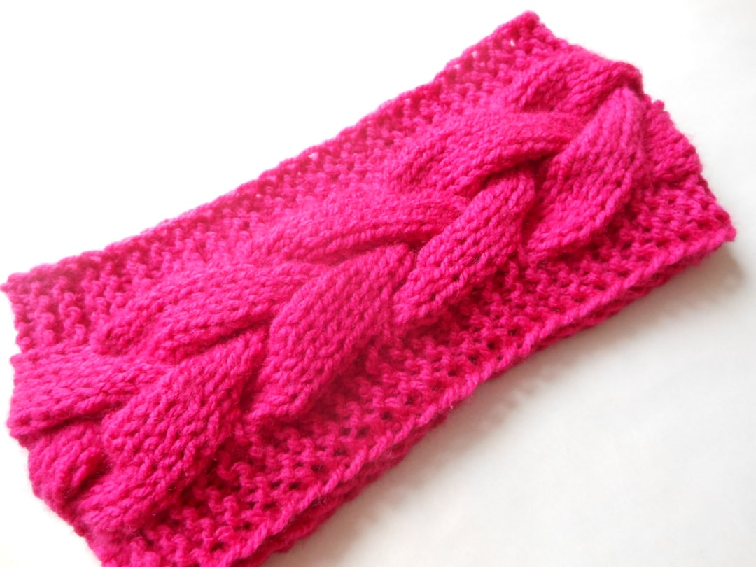 Knit Cable Headband Ear Warmer Head Warmer Fuchsia Choose Color Etsy
