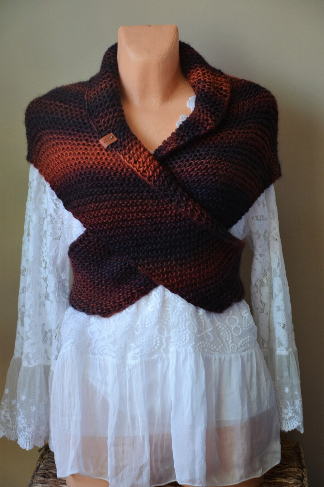 Hand Knitted Shawl, OUTLANDER Style Wool Shawl, Chunky Shoulder Wrap ...