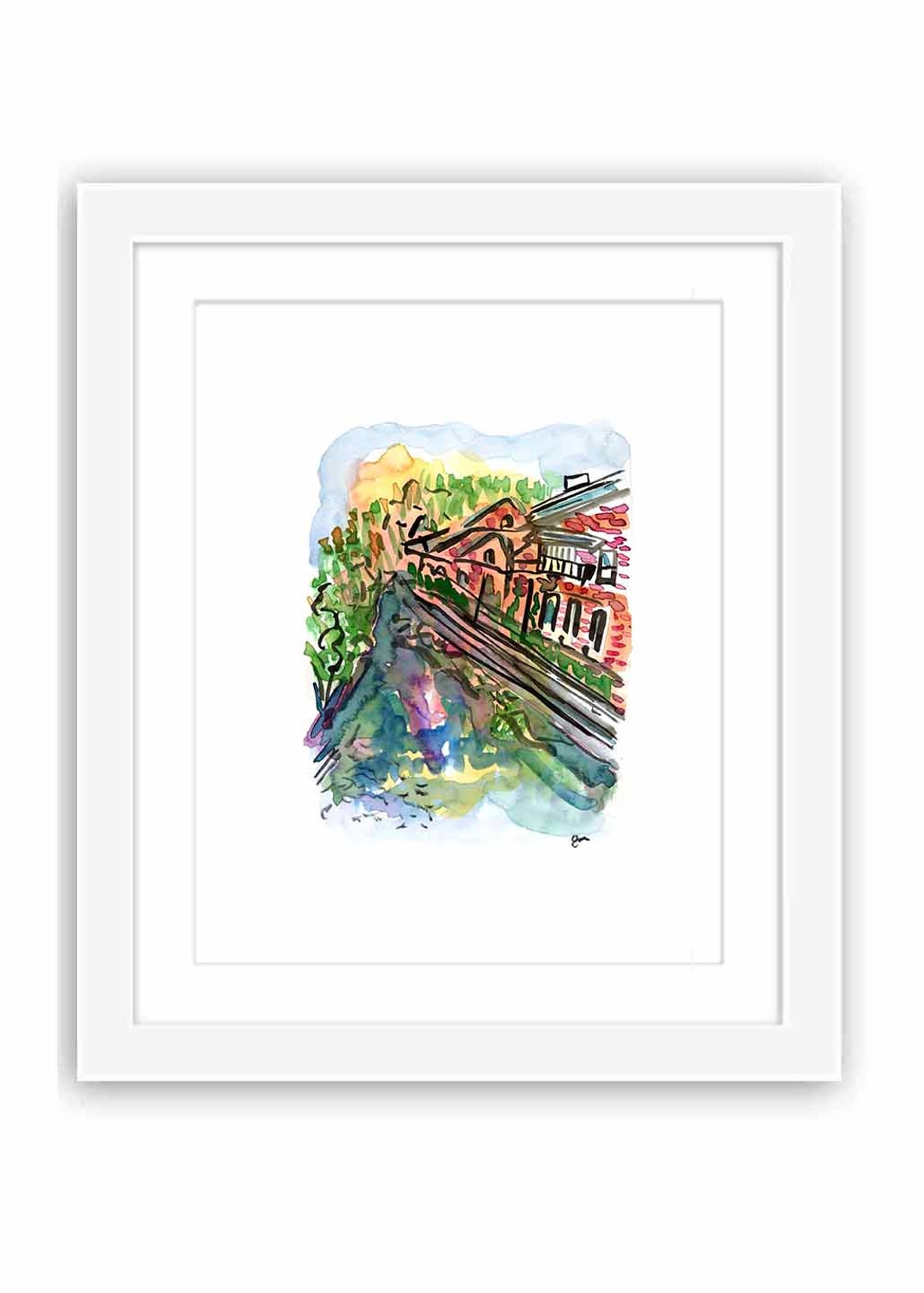 New Hope Towpath Canal Print and Framed Pennsylvania Buck's County ...