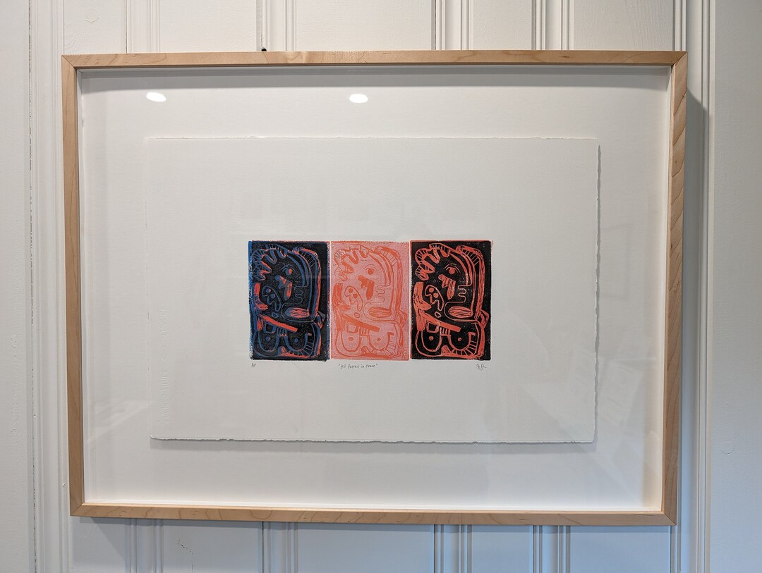 Framed Abstract Lino Cut Print: "self Portrait Three" on BFK Paper - Etsy