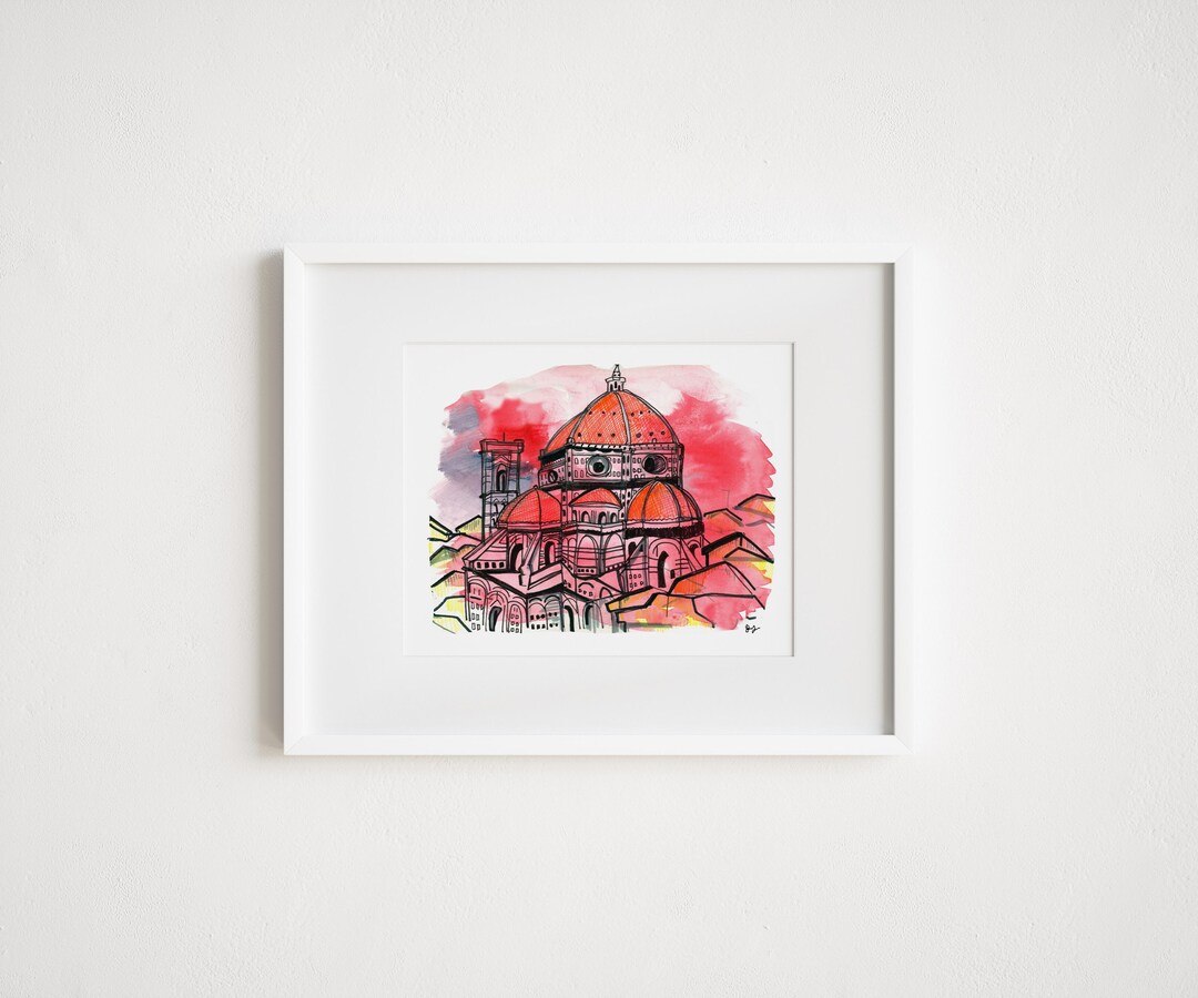 Florence Duomo Print: Italy Urban Sketching, Watercolor Illustration - Etsy