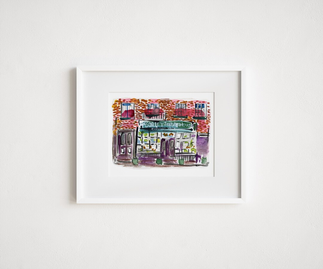 Print Mcsorley's Ale House - Illustration Watercolor Street Scene New ...