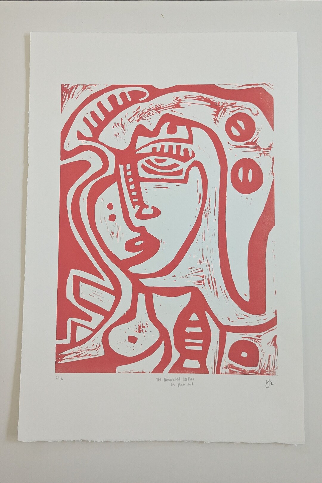 Original Woodcut - the Generative Selfie in Pink Artist Proof ...