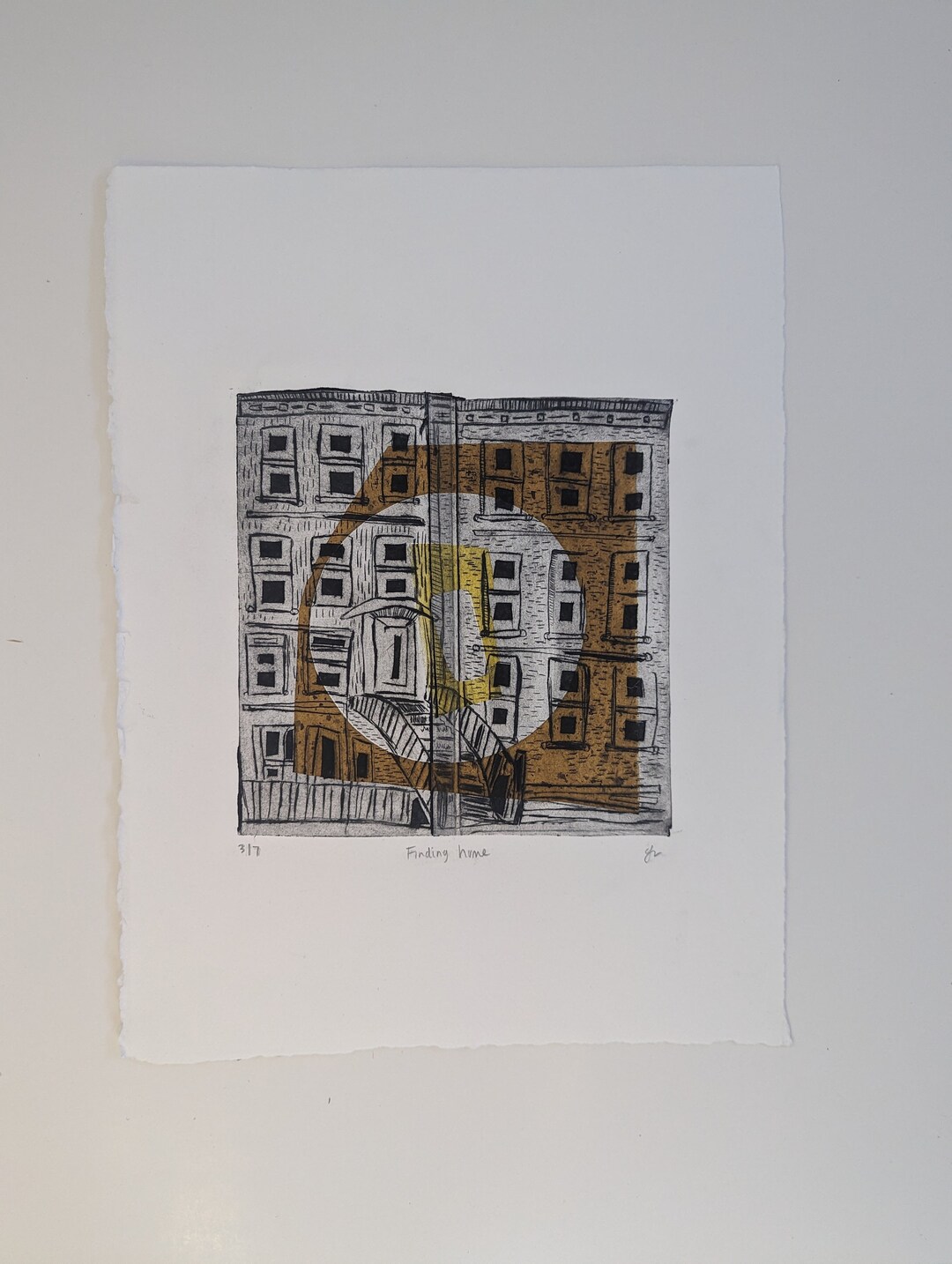 Original Intaglio Print: Abstract Cityscape, Chine Colle Art - Etsy