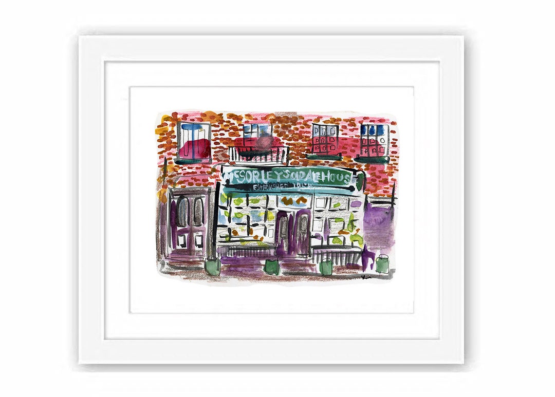 Print Mcsorley's Ale House Illustration Watercolor Street Scene New ...