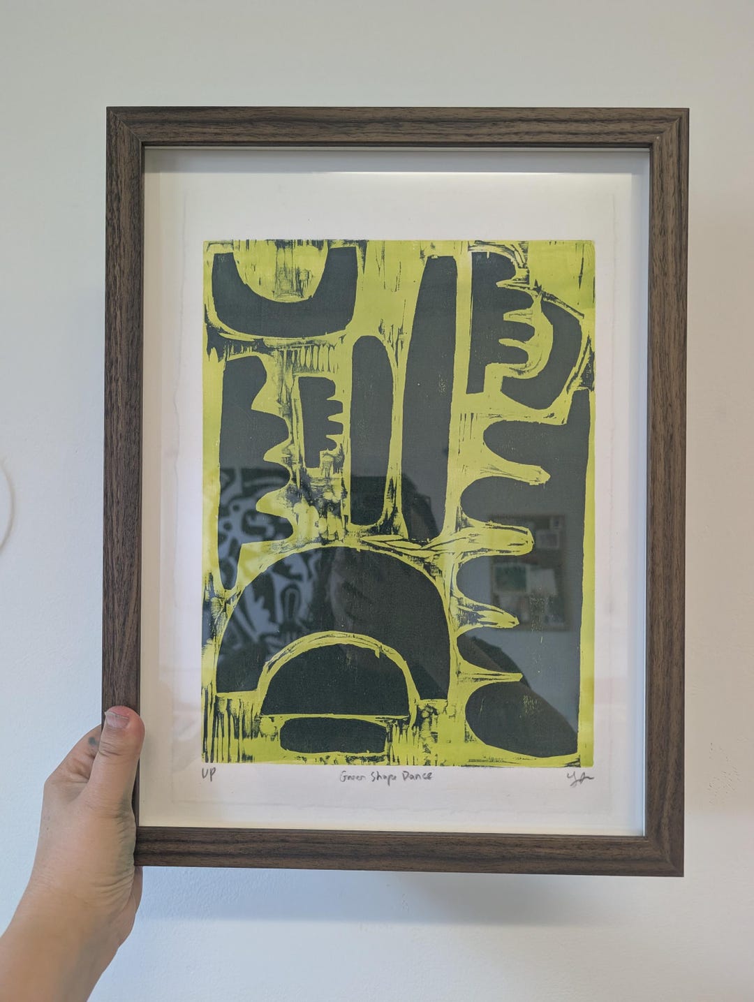 Framed Unique Woodcut Print - Abstract Shapes - Printmaking Original ...