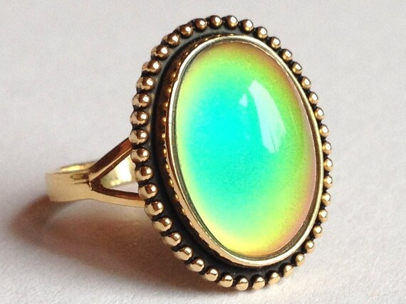 First Princess of the Empire Mood Ring 14x10 Mm 24K Gold | Etsy