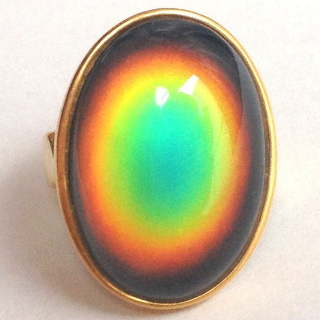 Golden Ring of Wishes - Mood Ring - 25x18 Mm - 24k Gold Plated Sterling ...