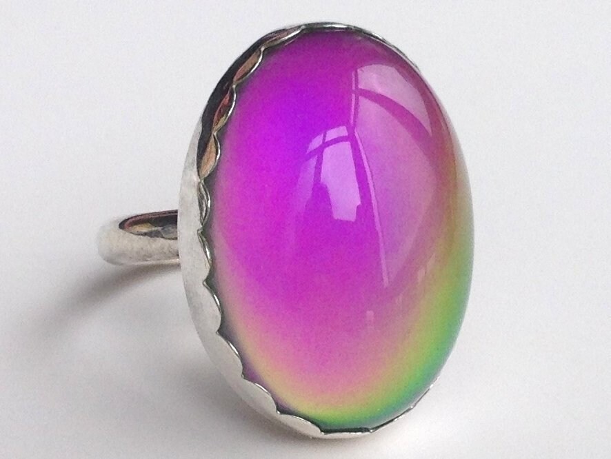 Queen of Colors Mood Ring 25x18 mm Sterling Silver 925 | Etsy