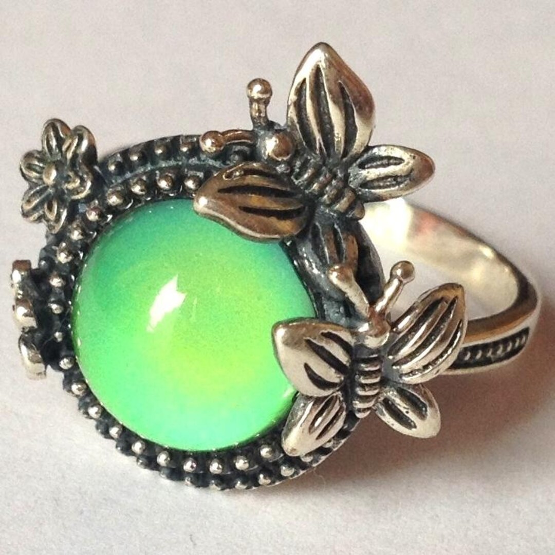 Dream of Butterflies - Mood Ring - Adjustable - 10 Mm - Sterling Silver ...