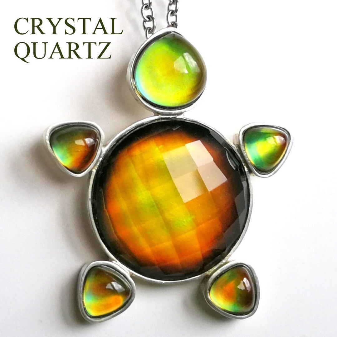 Divine Turtle - Mood Pendant - Sterling Silver 925 - AAA Crystal Quartz ...