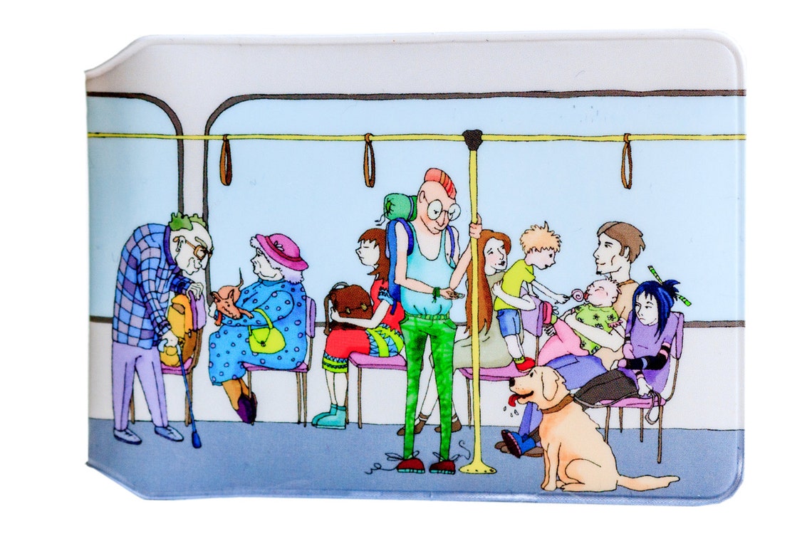 London Tube Travel Card Holder: Passengers on the Tube Design - Etsy