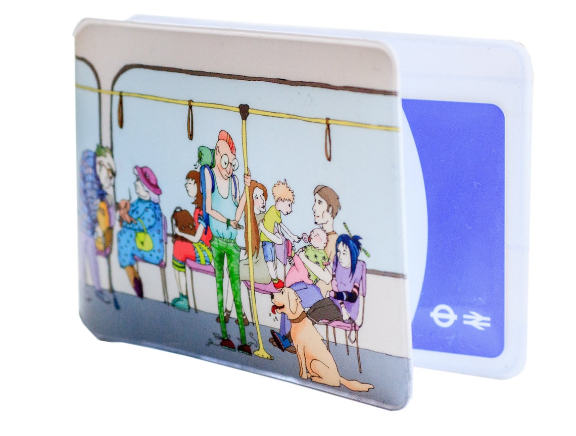 London Tube Travel Card Holder: Passengers on the Tube Design - Etsy