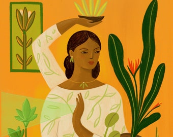 Plant Lady Art Print matted - Etsy