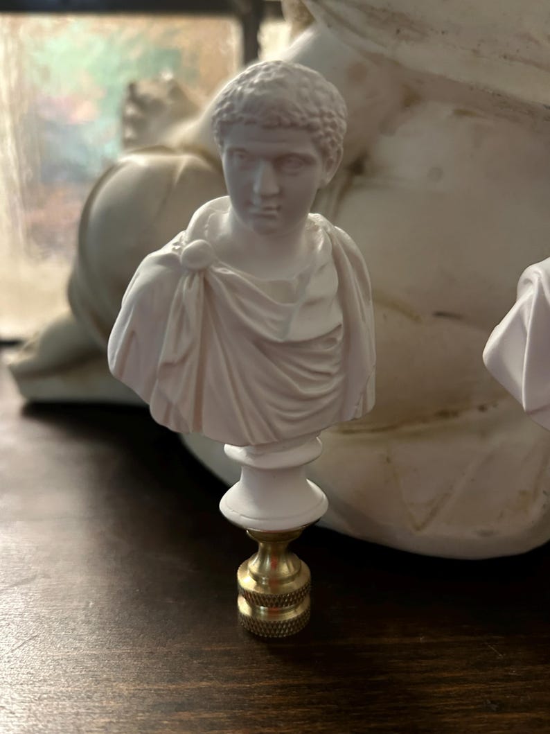 Pair of Greco Roman Male Figural Lamp Finials Decorative Lighting ...