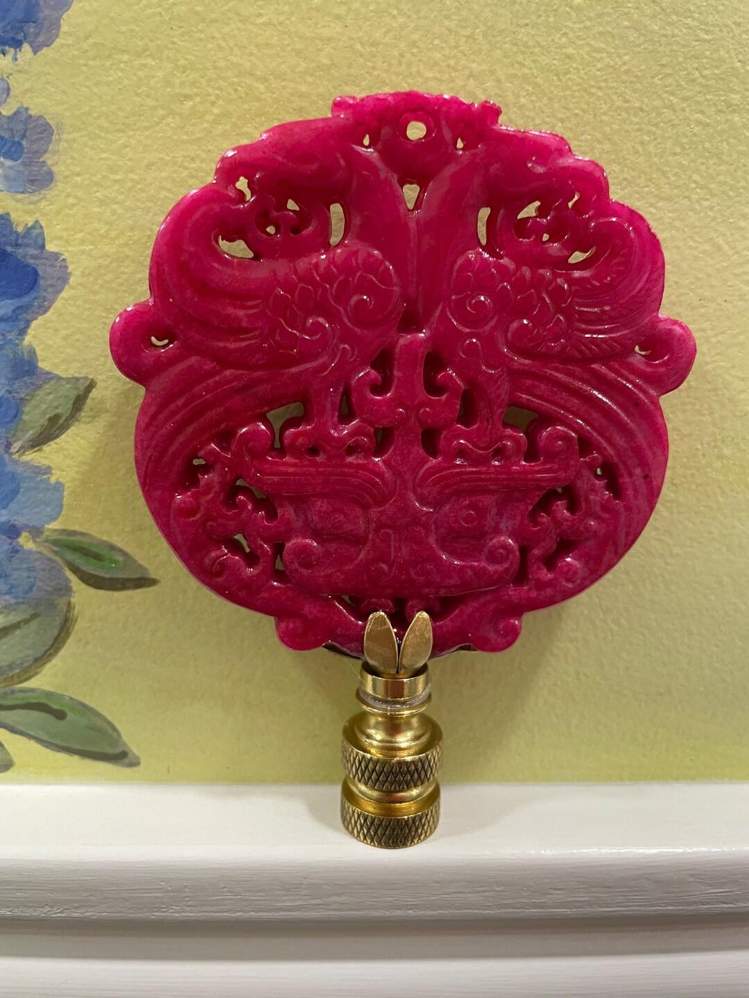 Chinoiserie Deep Pink Lamp Finial Asian Decorative Lighting Accessory ...