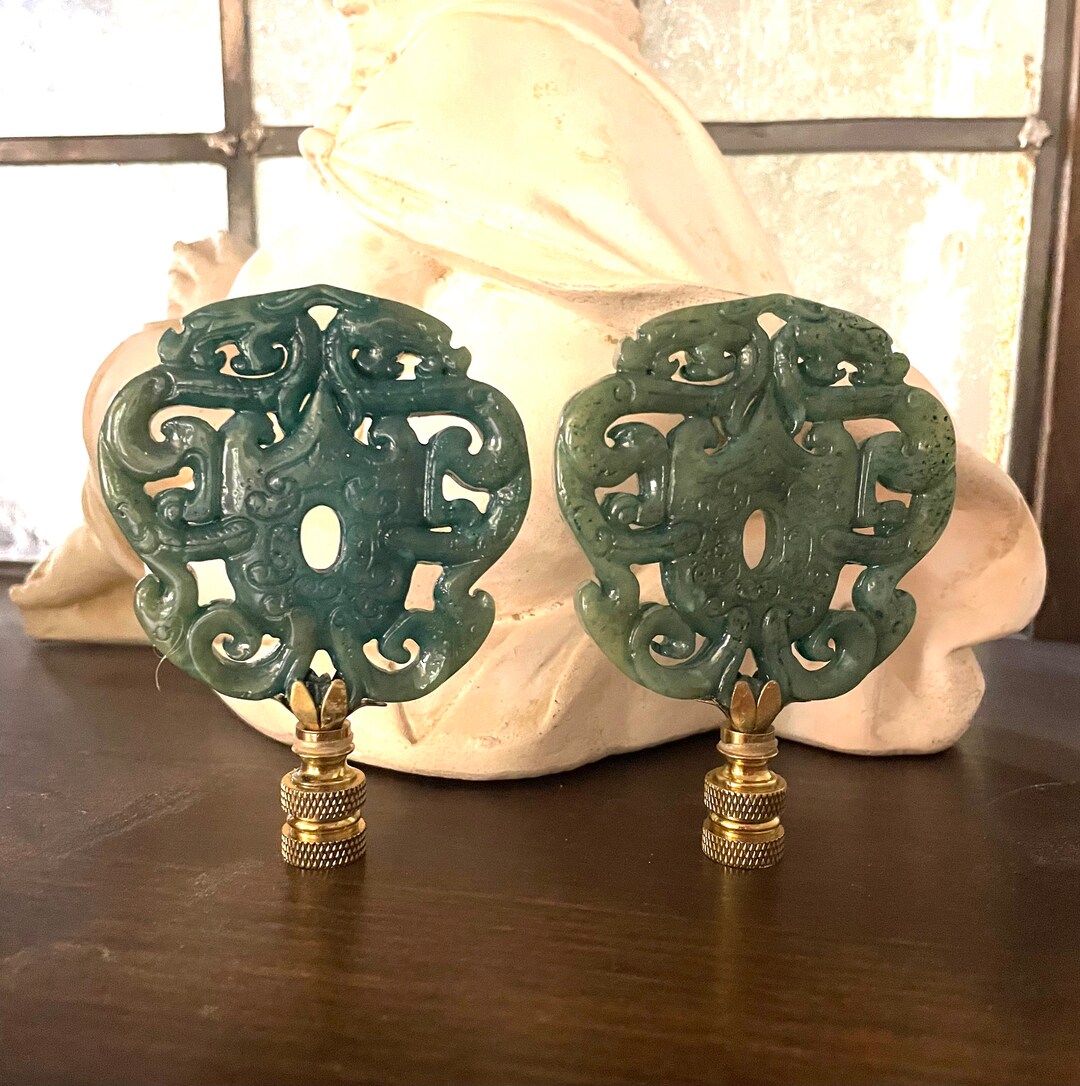Pair of Chinoiserie Lamp Finials Asian Decorative Lighting Accessories ...