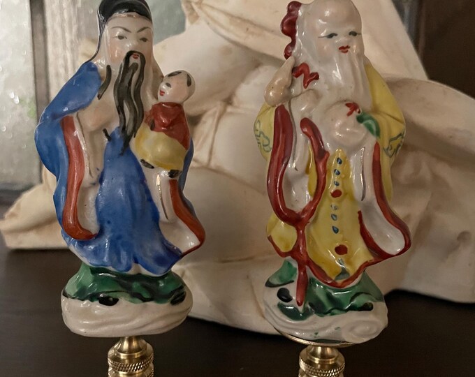Asian Porcelain Figural Lamp Finials A Pair - Etsy
