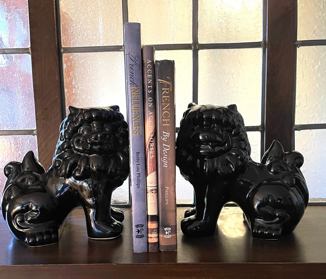 Foo Dogs Ceramic Bookends Chinoiserie Statues A Pair - Etsy