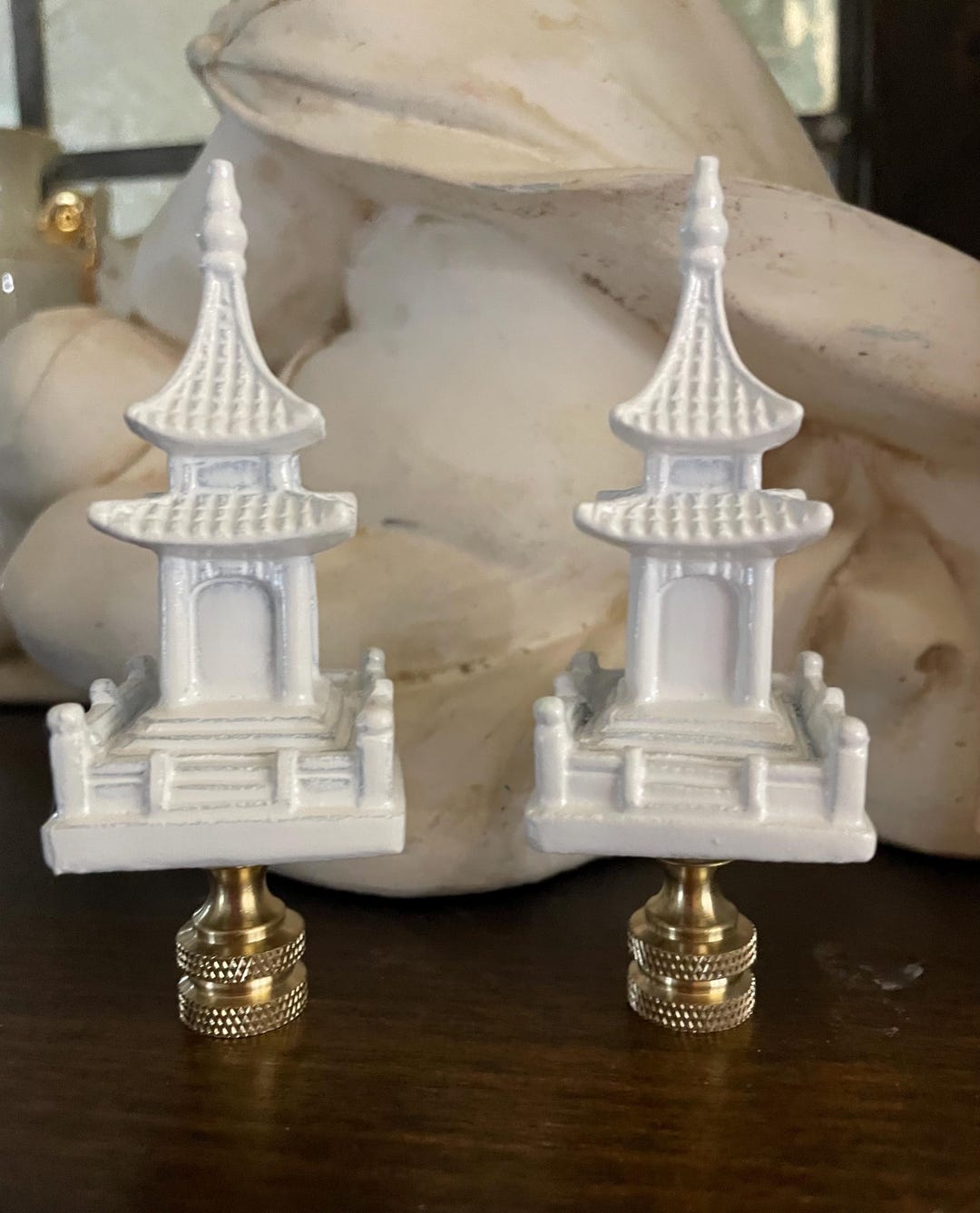 Chinoiserie White Pagoda Lamp Finials A Pair - Etsy