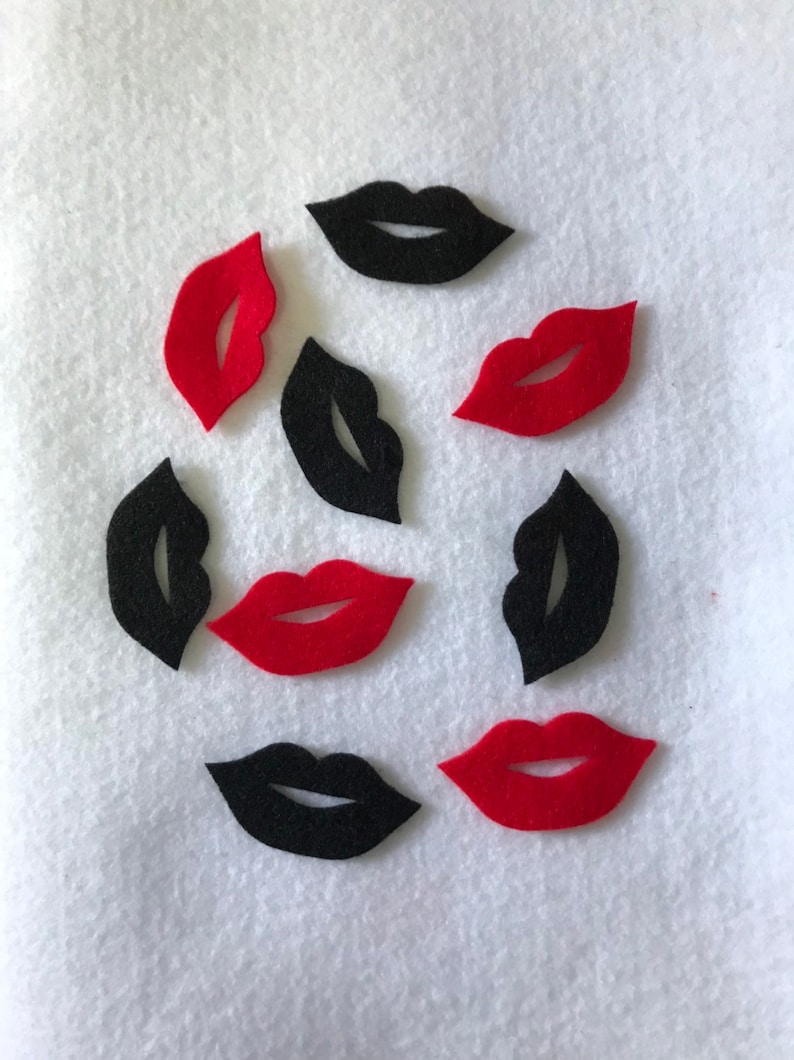 24 Die Cut Lips, 2" X 1" Eco Felt, Scrapbooking Embellishments DIY ...