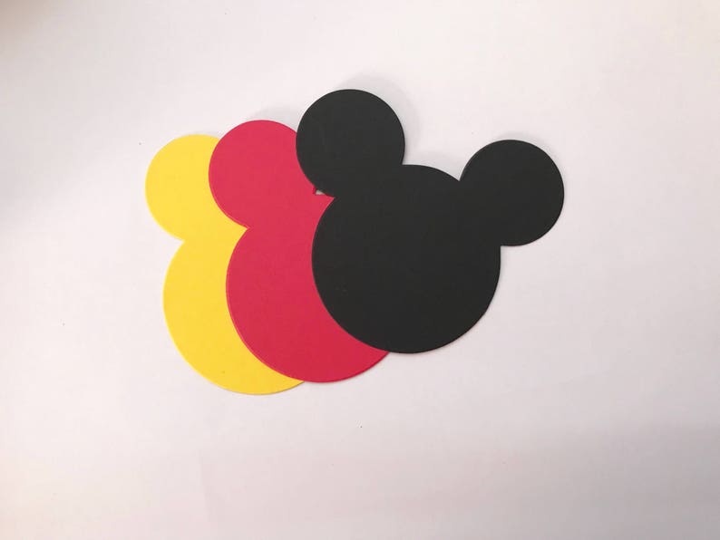 Die Cut Mickey Mouse 3 1/8 Inch X 2.75 Inch Large Heads, Cardstock ...
