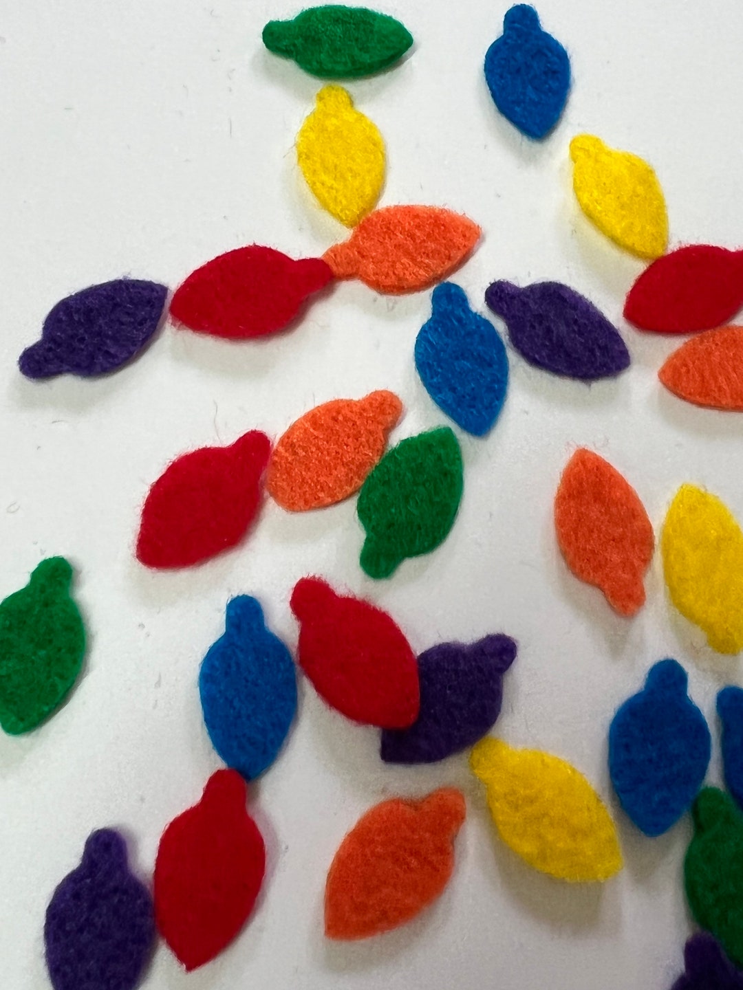 Die Cut Felt Lights, Mini 0.75" Felt Christmas Light Bulbs, Holiday ...