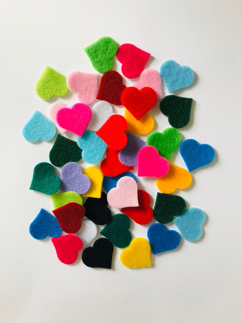 100 Adhesive Felt Hearts, 1/2" Felt Heart Stickers, Mini Hearts, Tiny ...