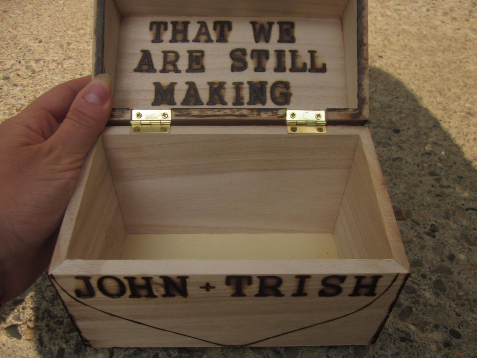 Personalized Memory Box. Heart. Full Names. Woodburned Wooden - Etsy