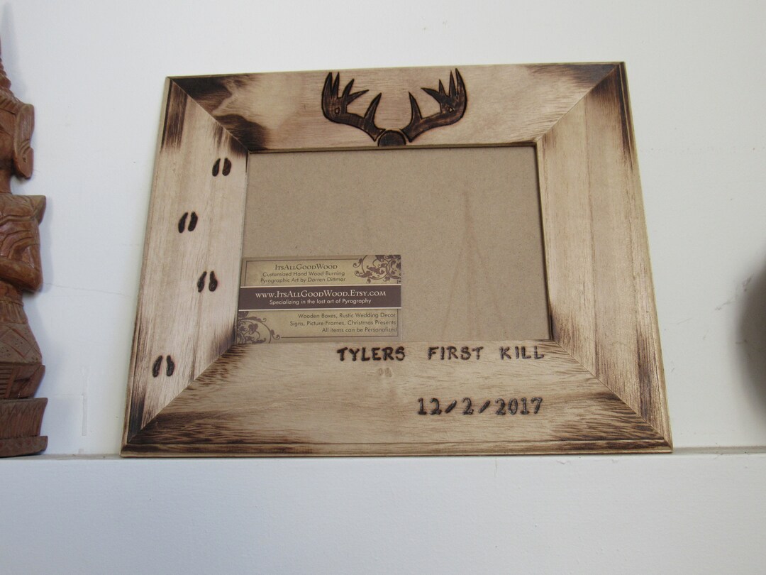 Hunting Frame First Kill Frame Deer Antlers and Prints With Name of ...