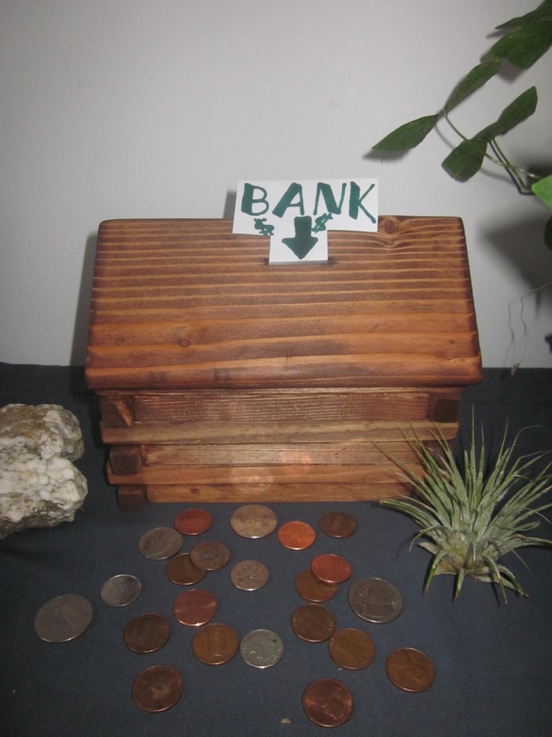Handmade Wooden Log Cabin Bank | Etsy