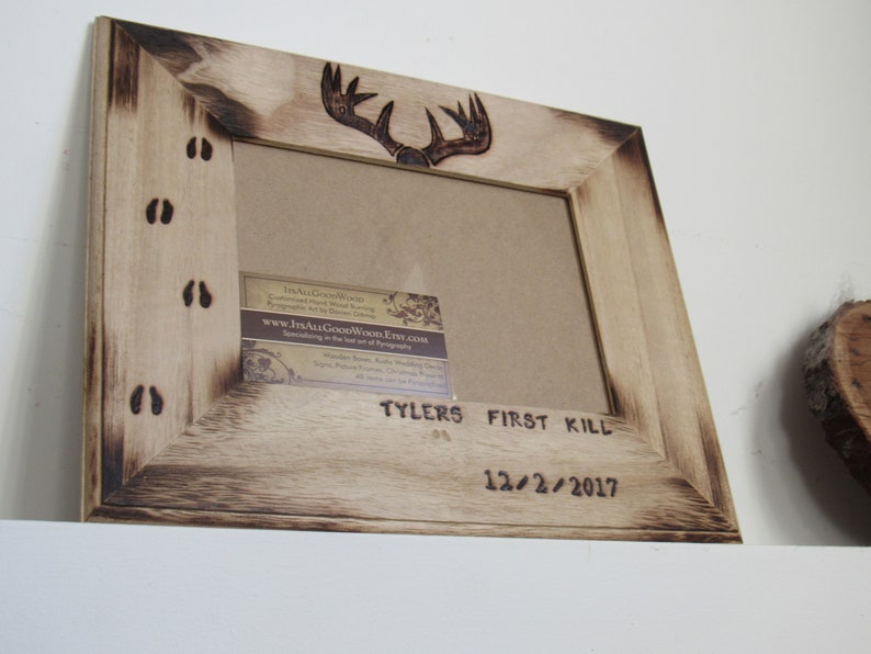 Hunting Frame First Kill Frame Deer Antlers and Prints With Name of ...