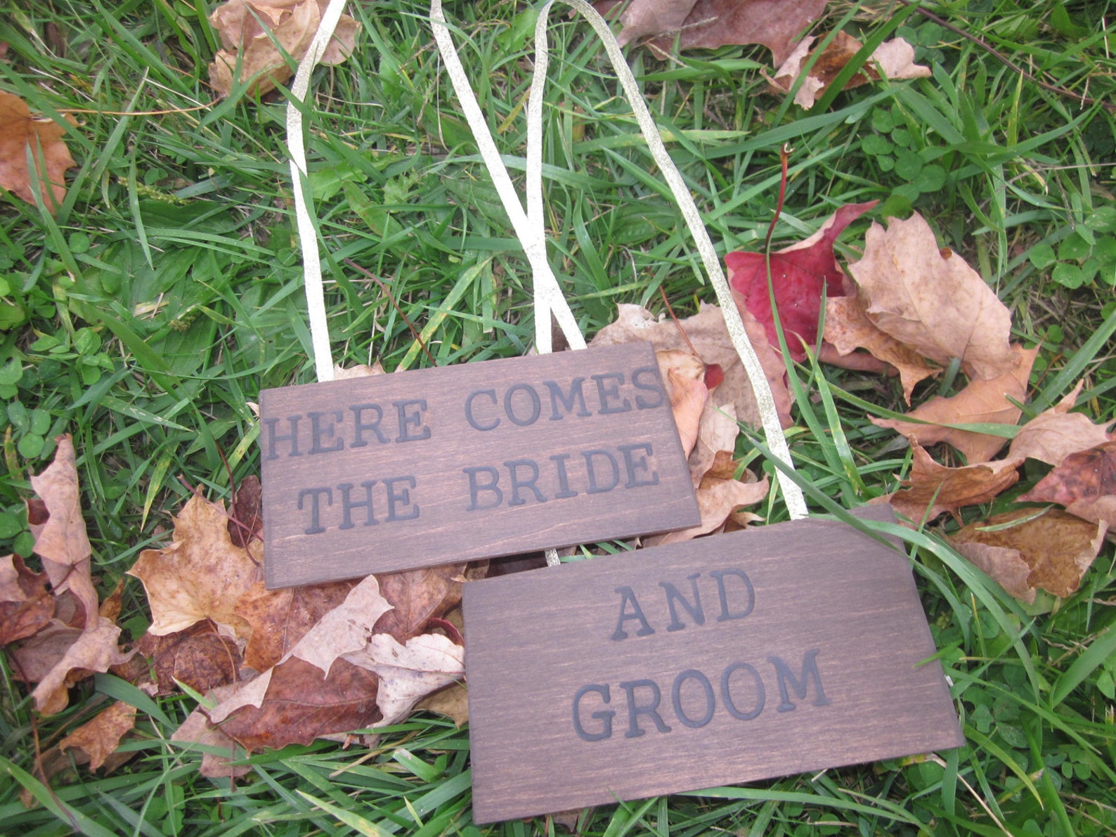 Here Comes the Bride and Groom Wedding Aisle Runner Signs. Two Signs ...