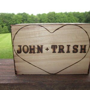 Personalized Memory Box. Heart. Full Names. Woodburned Wooden Box ...