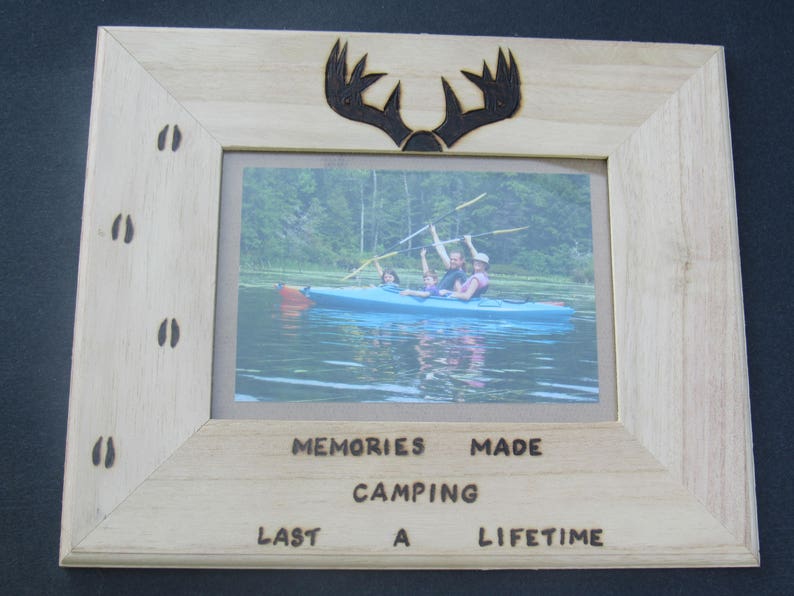 My First Deer / Buck With Date Wooden Wood Burned 5 X 7 Picture Frame ...
