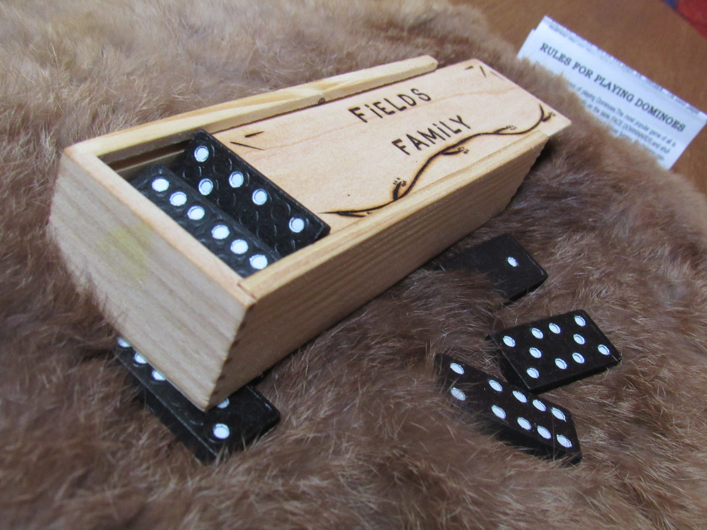Domino Box With Date and Name. Wooden Box With Dominos Inside - Etsy