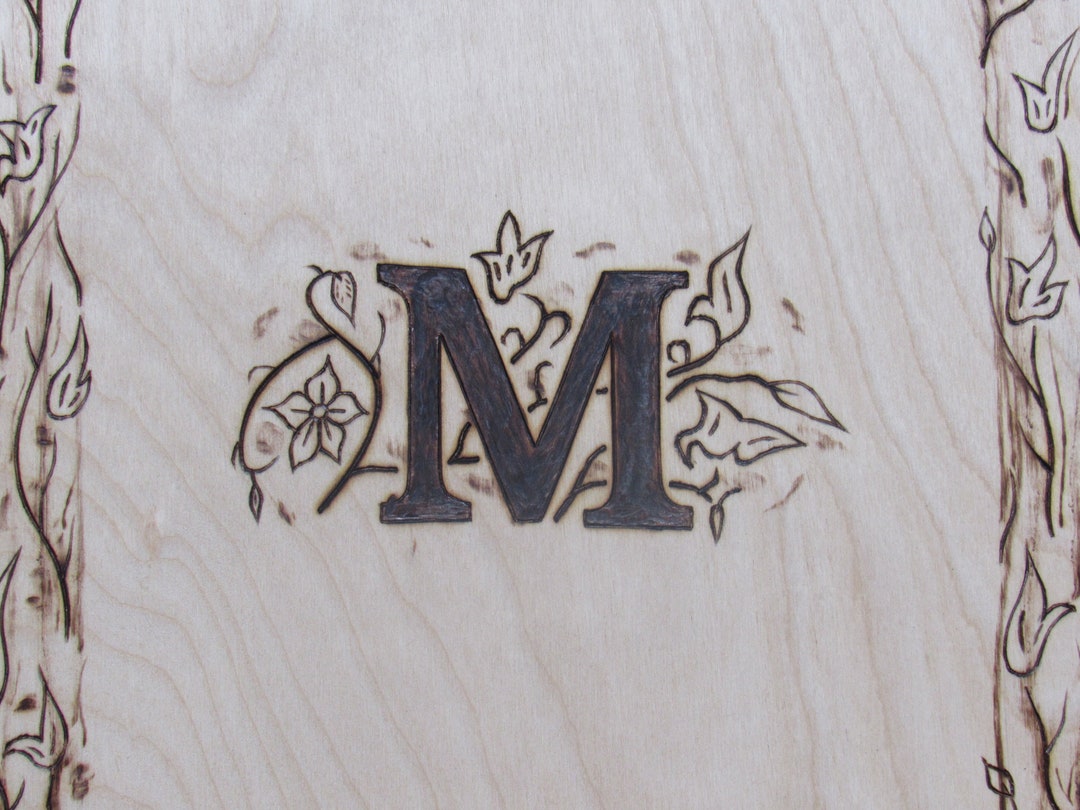 Monogramed Initial Box With Nature Themed Boarders. Large Briefcase ...