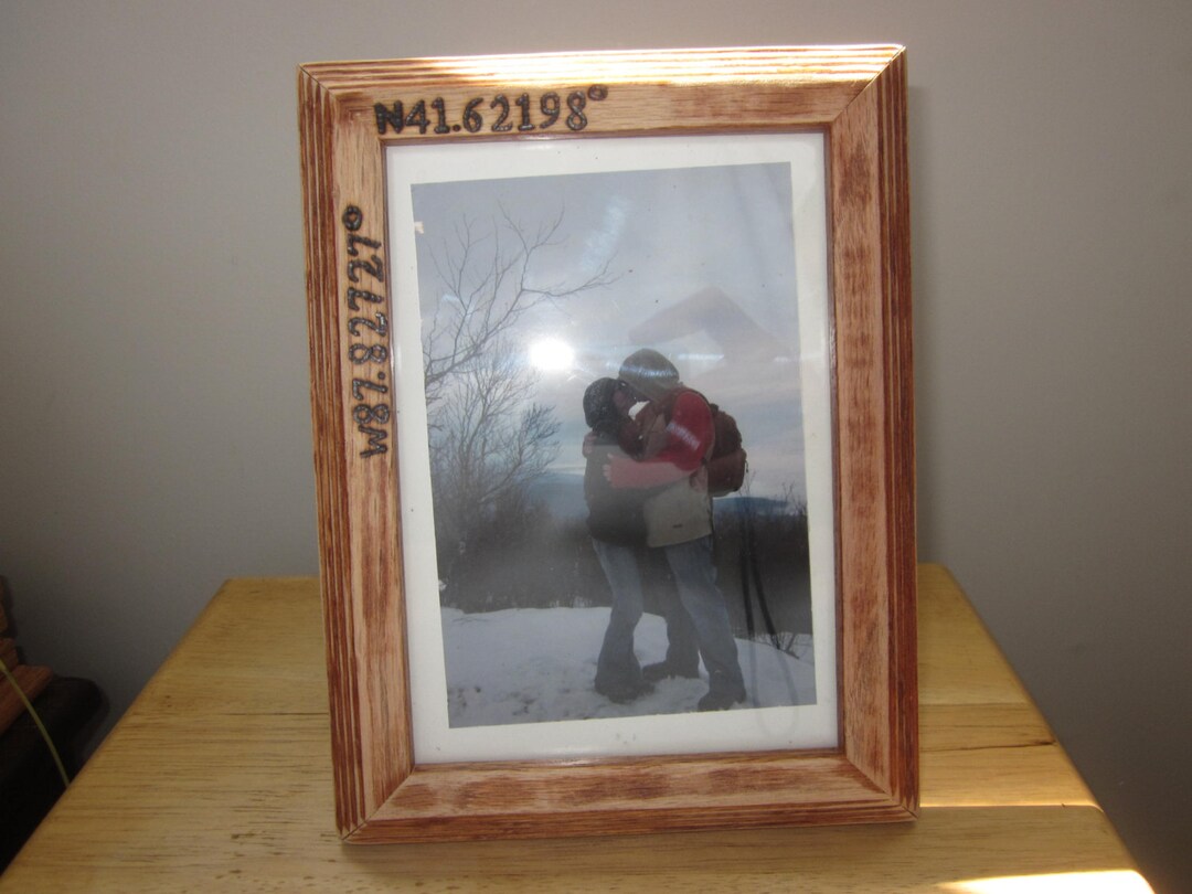 Longitude and Latitude Coordinate Picture Frame 4 X 6" Wooden Picture ...