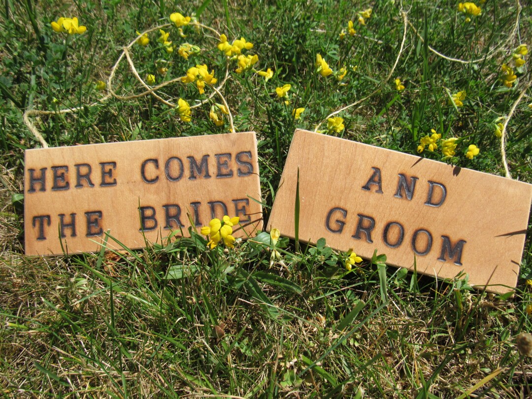 Here Comes the Bride and Groom Wedding Aisle Runner Signs. Two Signs ...