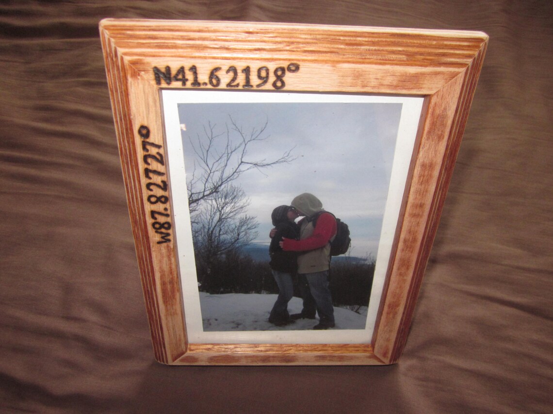 Longitude and Latitude Coordinate Picture Frame 4 X 6" Wooden Picture ...