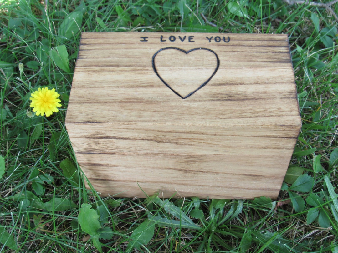 I Love You Box. Initials and Date. Woodburned Wooden Box. Wedding ...