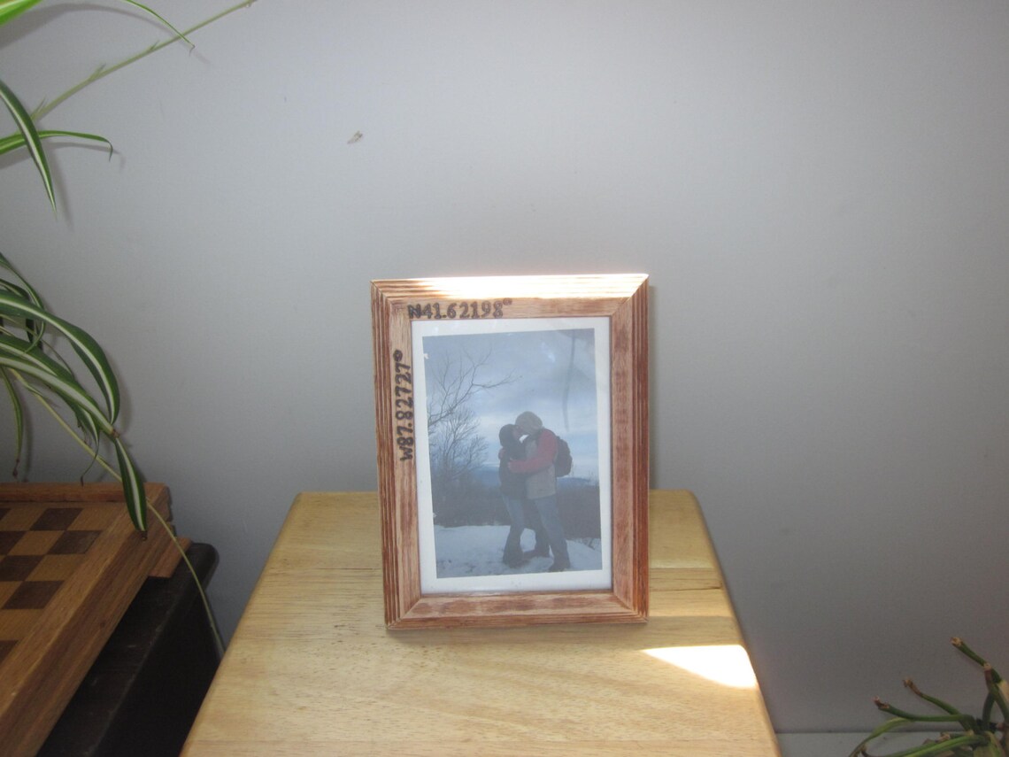 Longitude and Latitude Coordinate Picture Frame 4 X 6" Wooden Picture ...