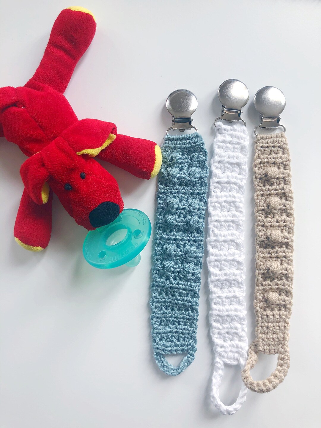 Crochet Pacifier Clips, Baby Pacifier Clips, Crochet Baby Pacifiers - Etsy